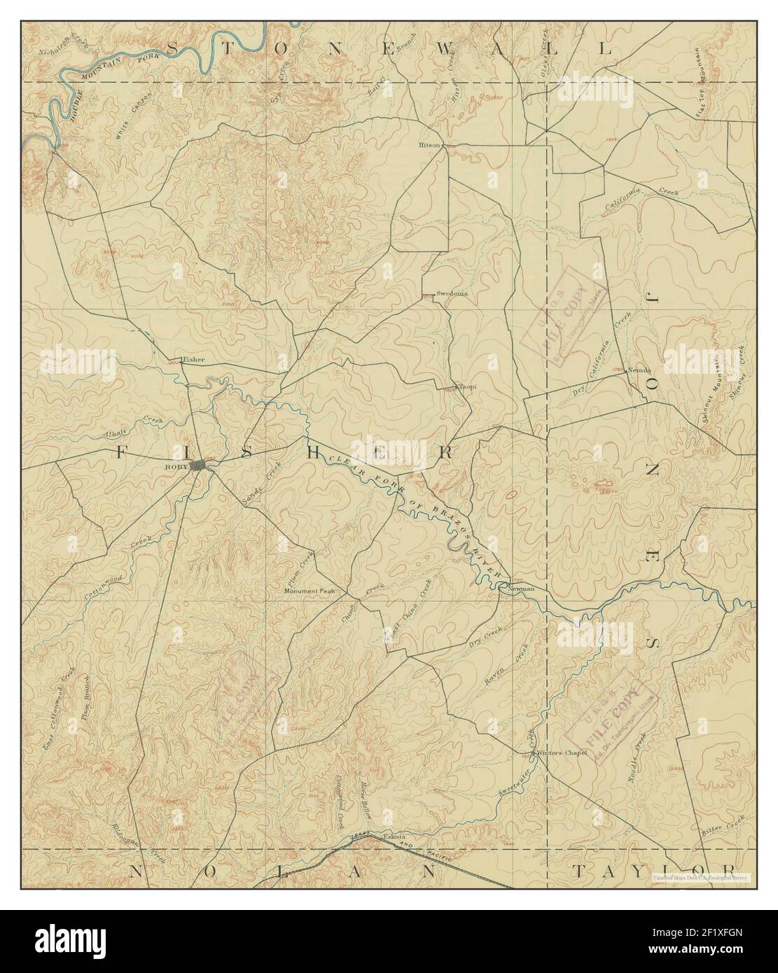 Roby, Texas, map 1893, 1:125000, United States of America by Timeless ...