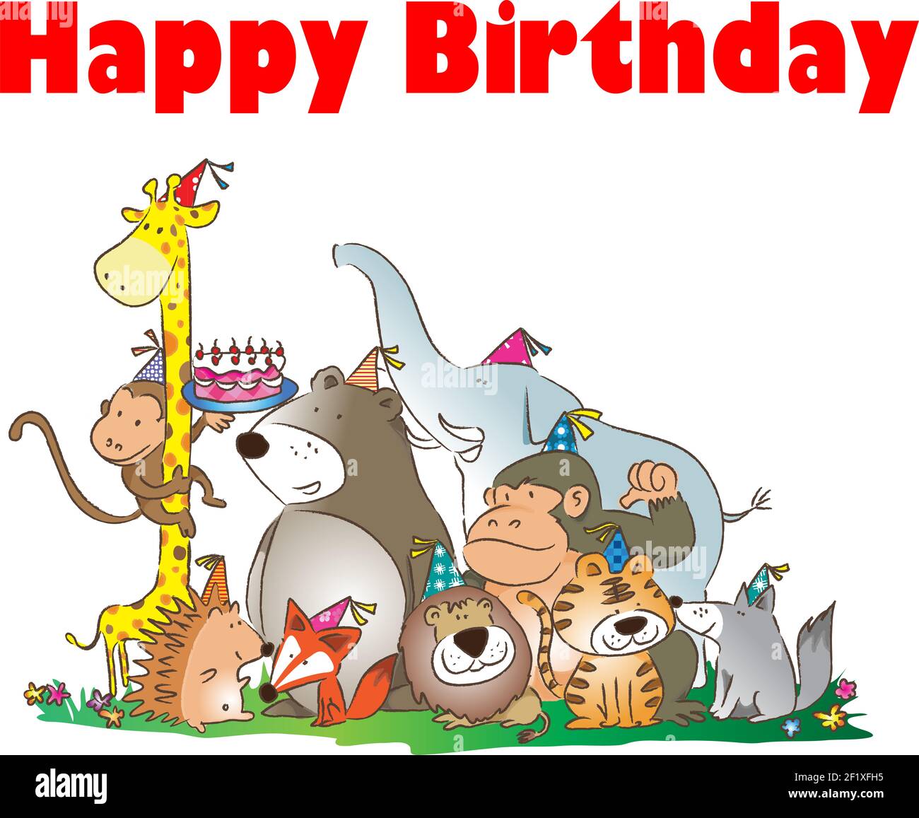 cartoon happy birthday card Stock Photo - Alamy
