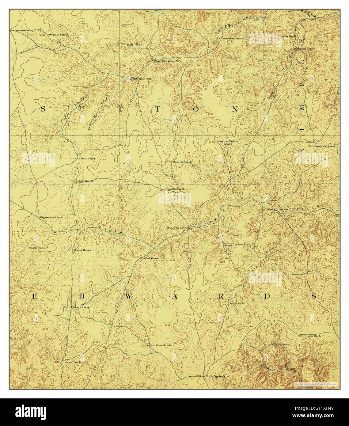 Rock Springs, Texas, map 1893, 1:125000, United States of America by ...