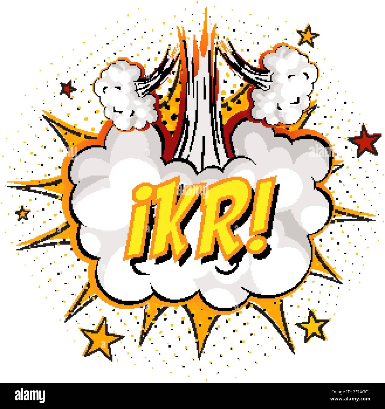 IKR text on comic cloud explosion isolated on white background ...