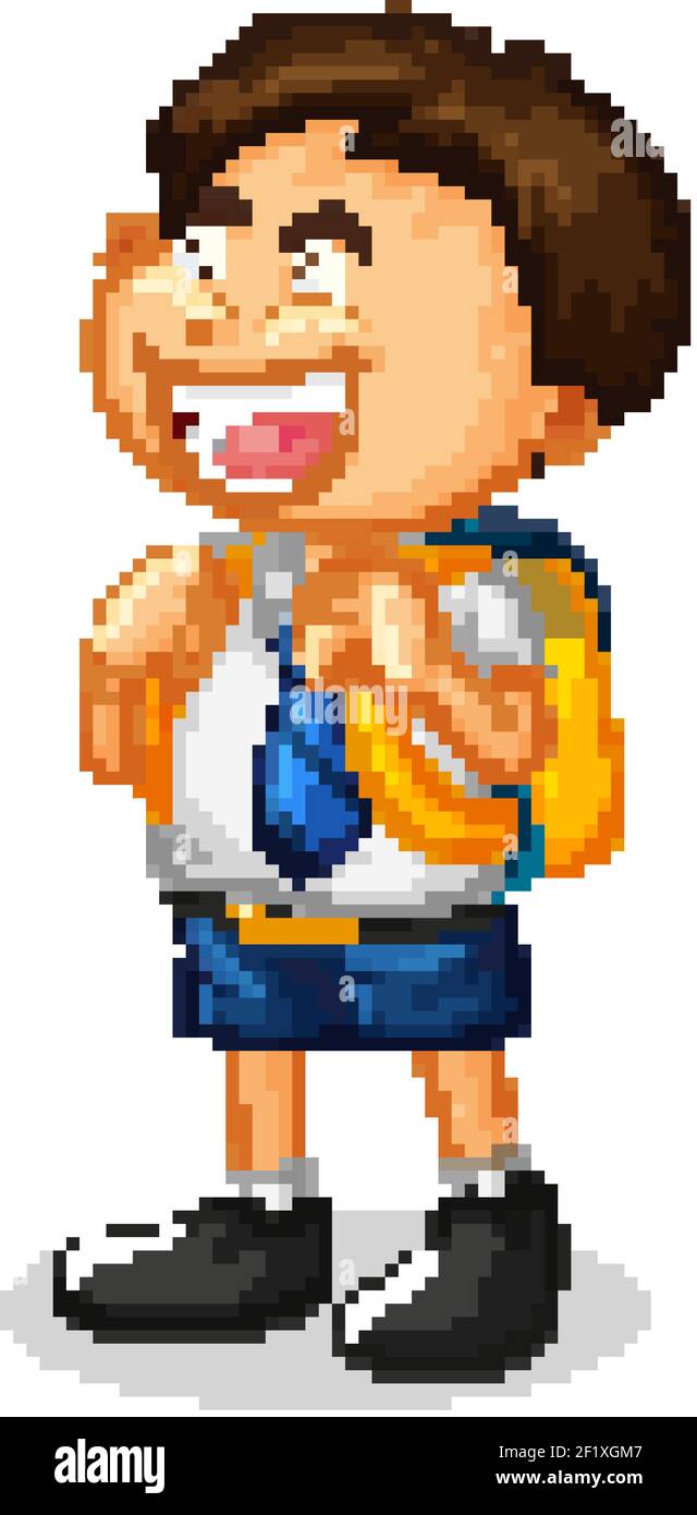 Little boy cartoon character wearing student uniform illustration Stock ...