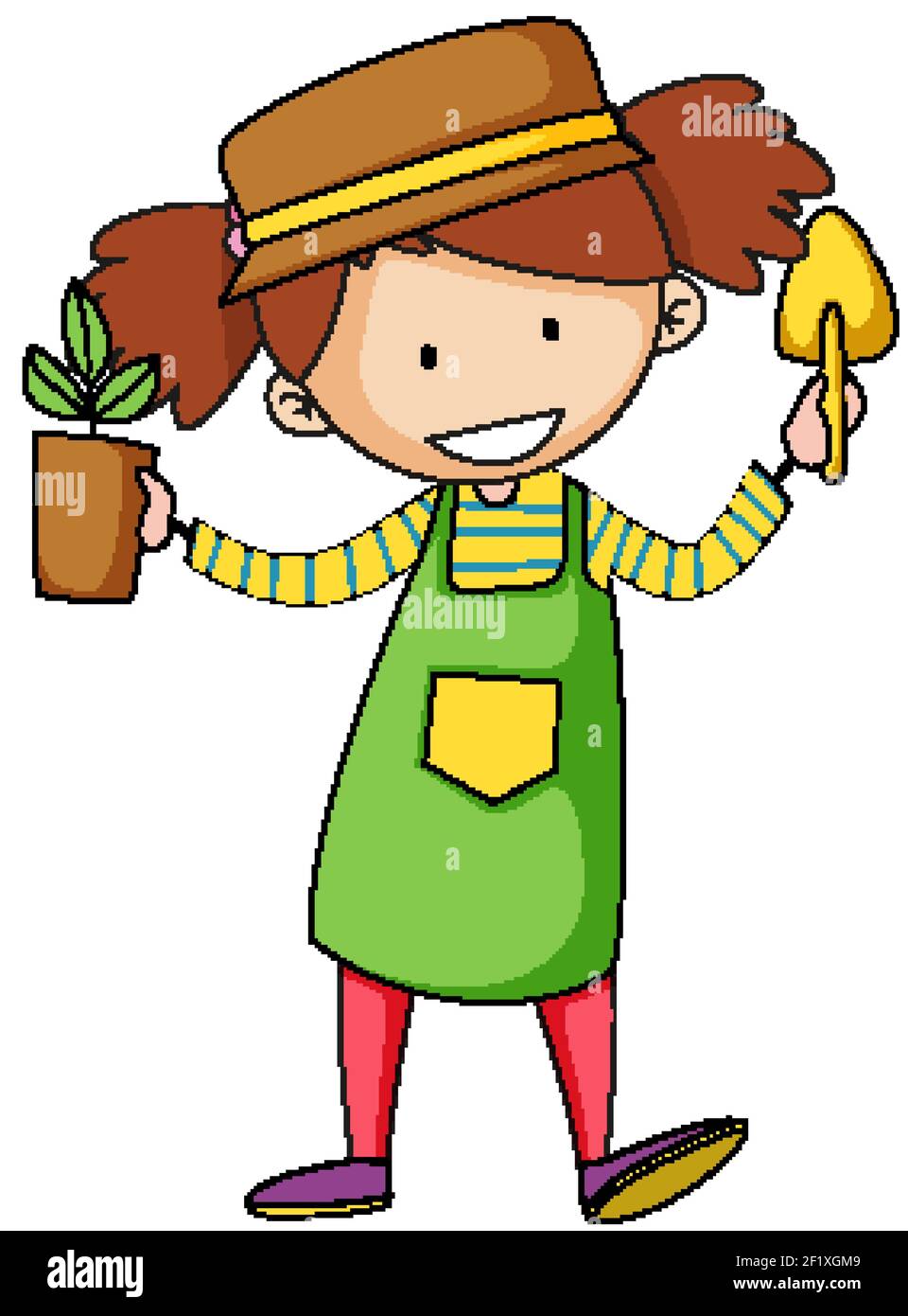 Gardener girl cartoon character illustration Stock Vector Image & Art ...