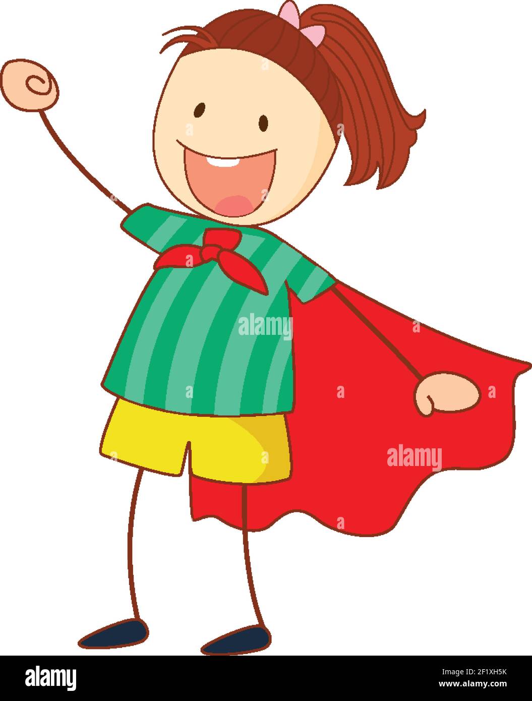Super hero girl cartoon character in hand drawn doodle style isolated ...