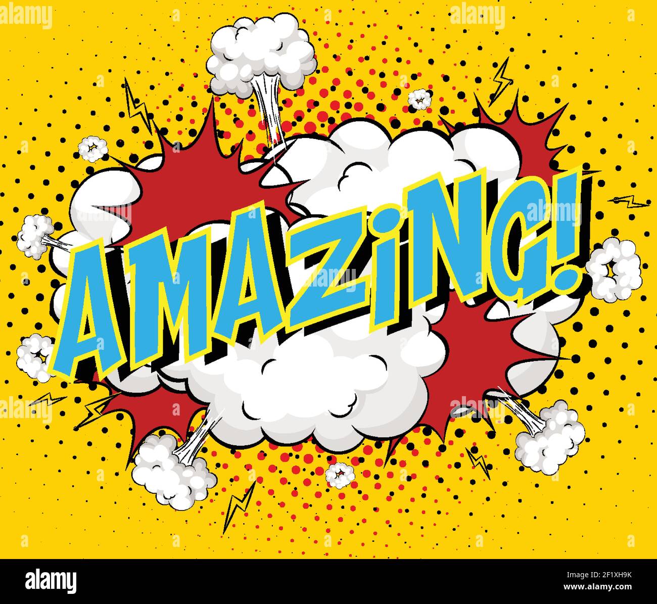 Word Amazing on comic cloud explosion background illustration Stock ...