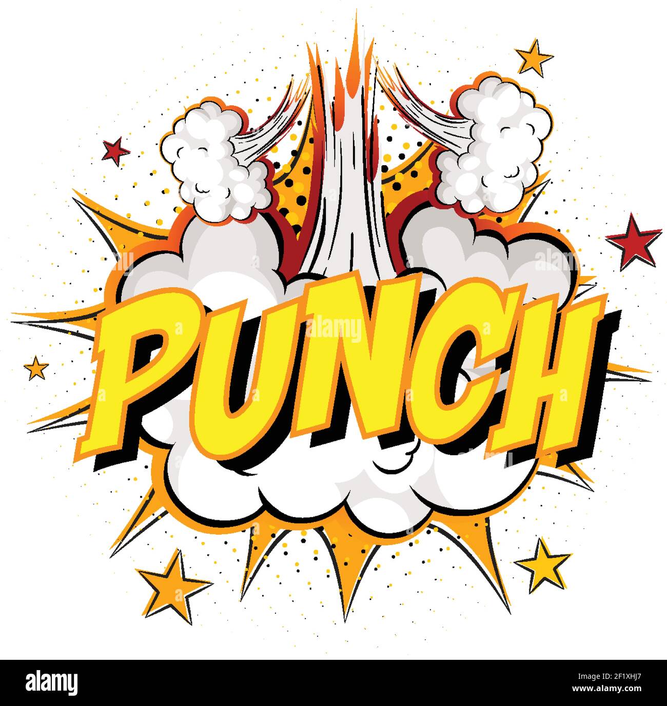 Word Punch on comic cloud explosion background illustration Stock ...
