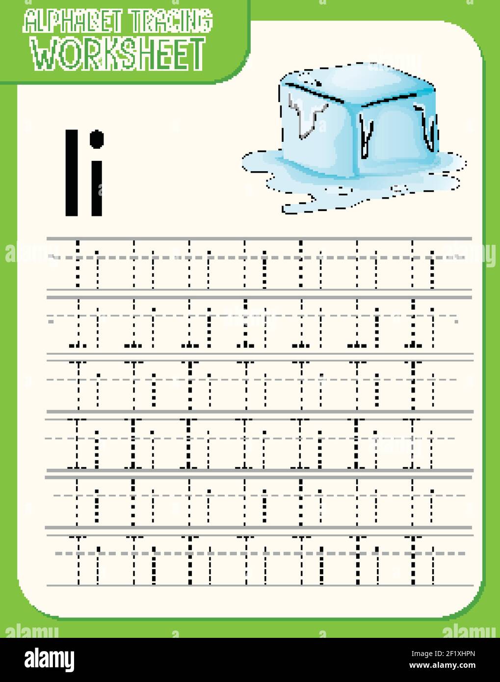 Alphabet tracing worksheet with letter I and i illustration Stock ...