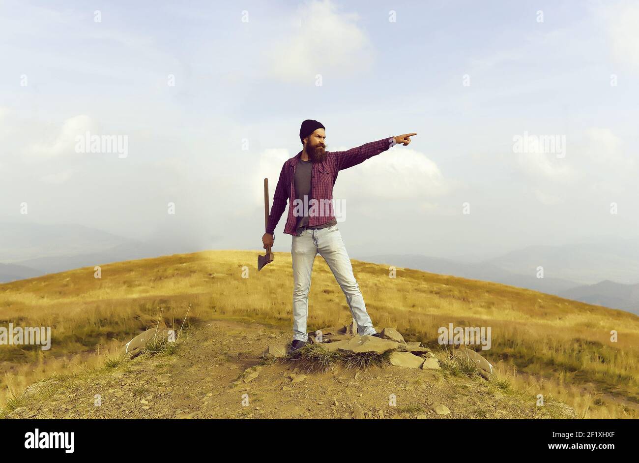 Bearded man holding axe hi-res stock photography and images - Alamy