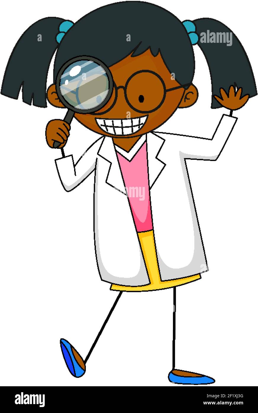 Little scientist doodle cartoon character isolated illustration Stock ...