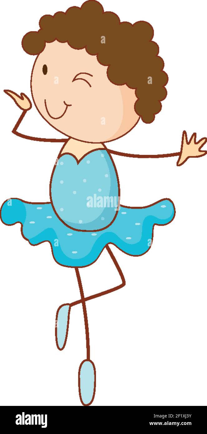 A doodle ballet dancer cartoon character isolated illustration Stock ...