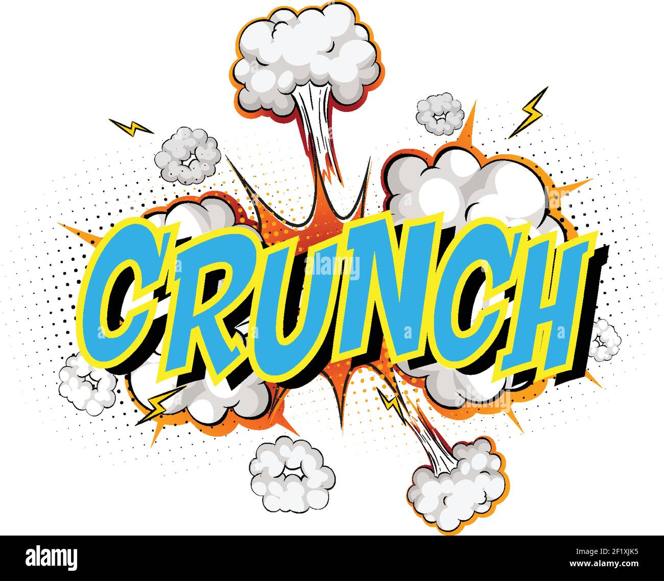 Word Crunch on comic cloud explosion background illustration Stock ...