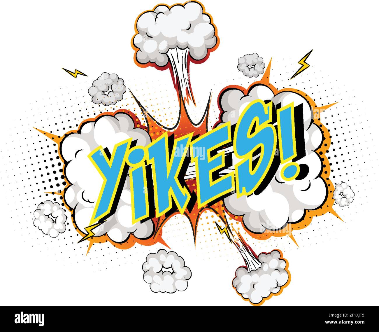 Word Yikes on comic cloud explosion background illustration Stock ...