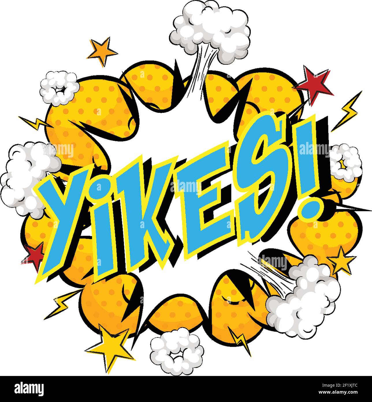 Word Yikes on comic cloud explosion background illustration Stock ...