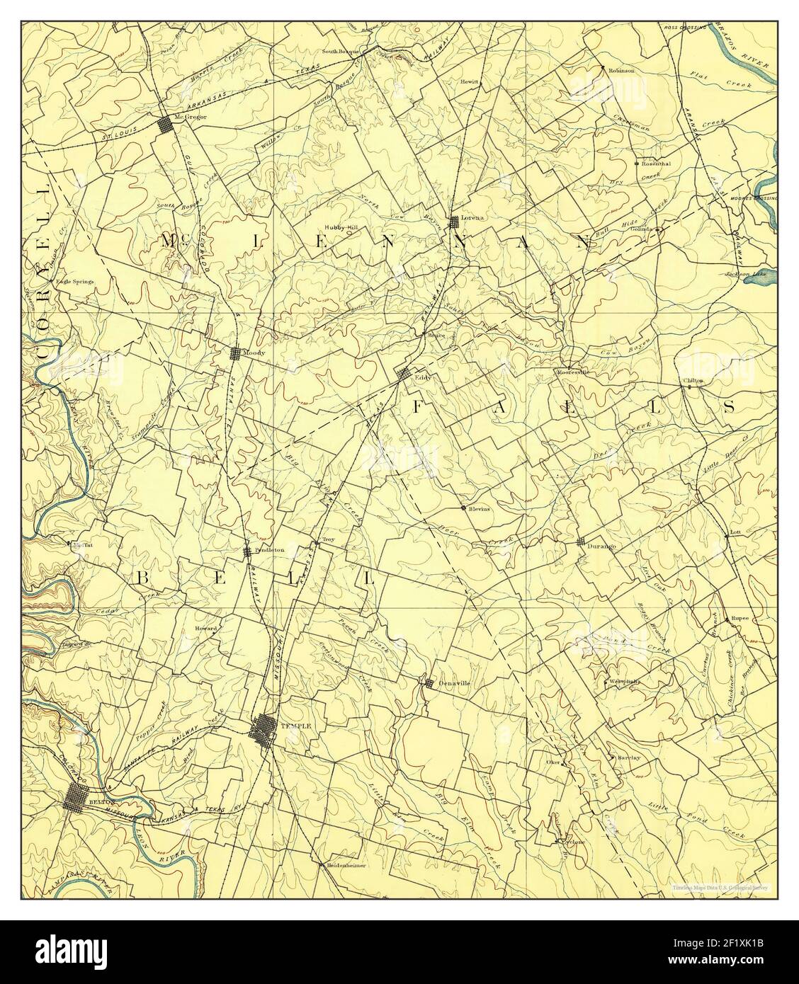 Temple, Texas, map 1892, 1:125000, United States of America by Timeless ...