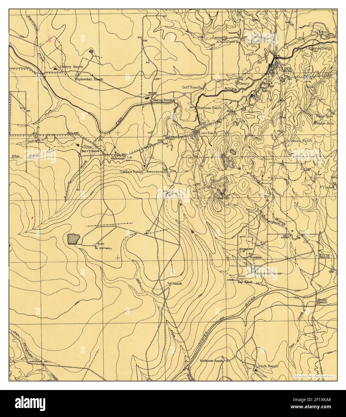 Tilden, Texas, map 1942, 1:62500, United States of America by Timeless ...