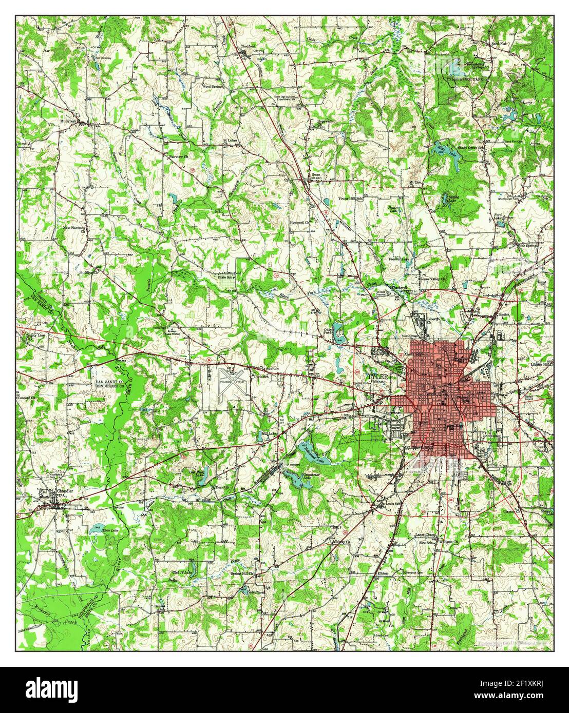 Tyler, Texas, map 1948, 1:62500, United States of America by Timeless ...