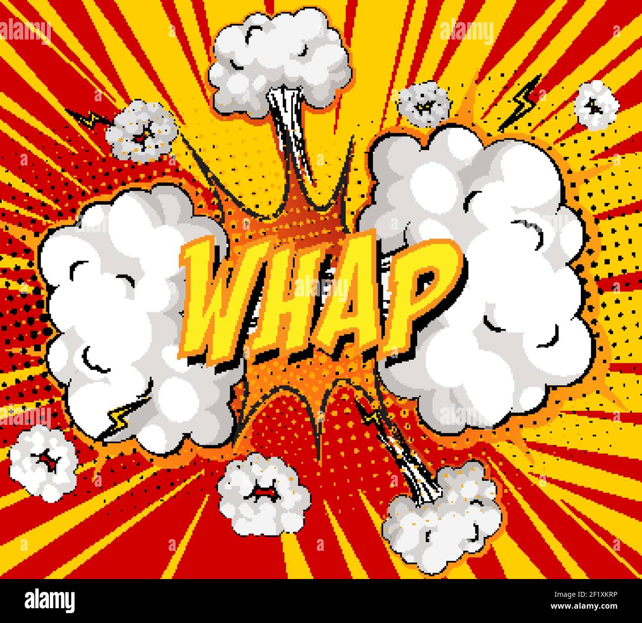 WHAP text on comic cloud explosion on rays background illustration ...