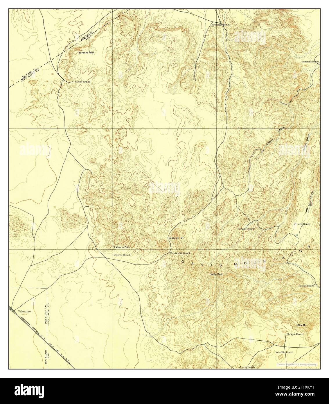 Valentine, Texas, map 1897, 1:125000, United States of America by ...