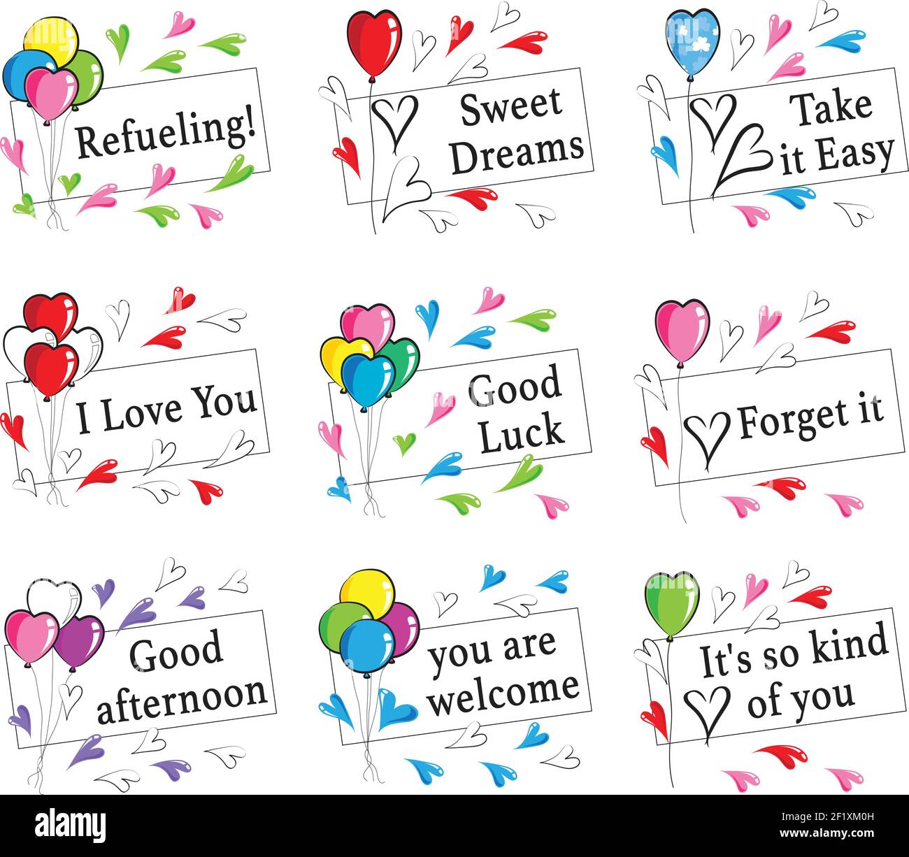vector drawing heart shape balloons Stock Vector Image & Art - Alamy