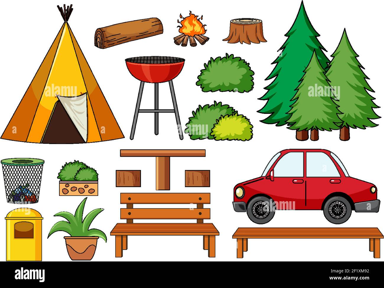 Set of camping objects isolated illustration Stock Vector Image & Art ...