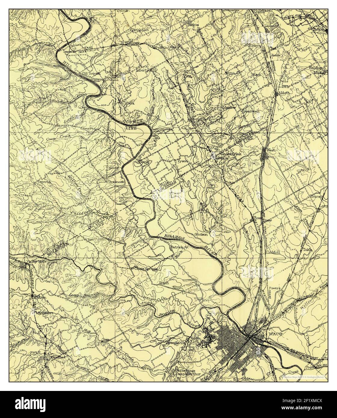 Waco, Texas, map 1920, 1:125000, United States of America by Timeless ...