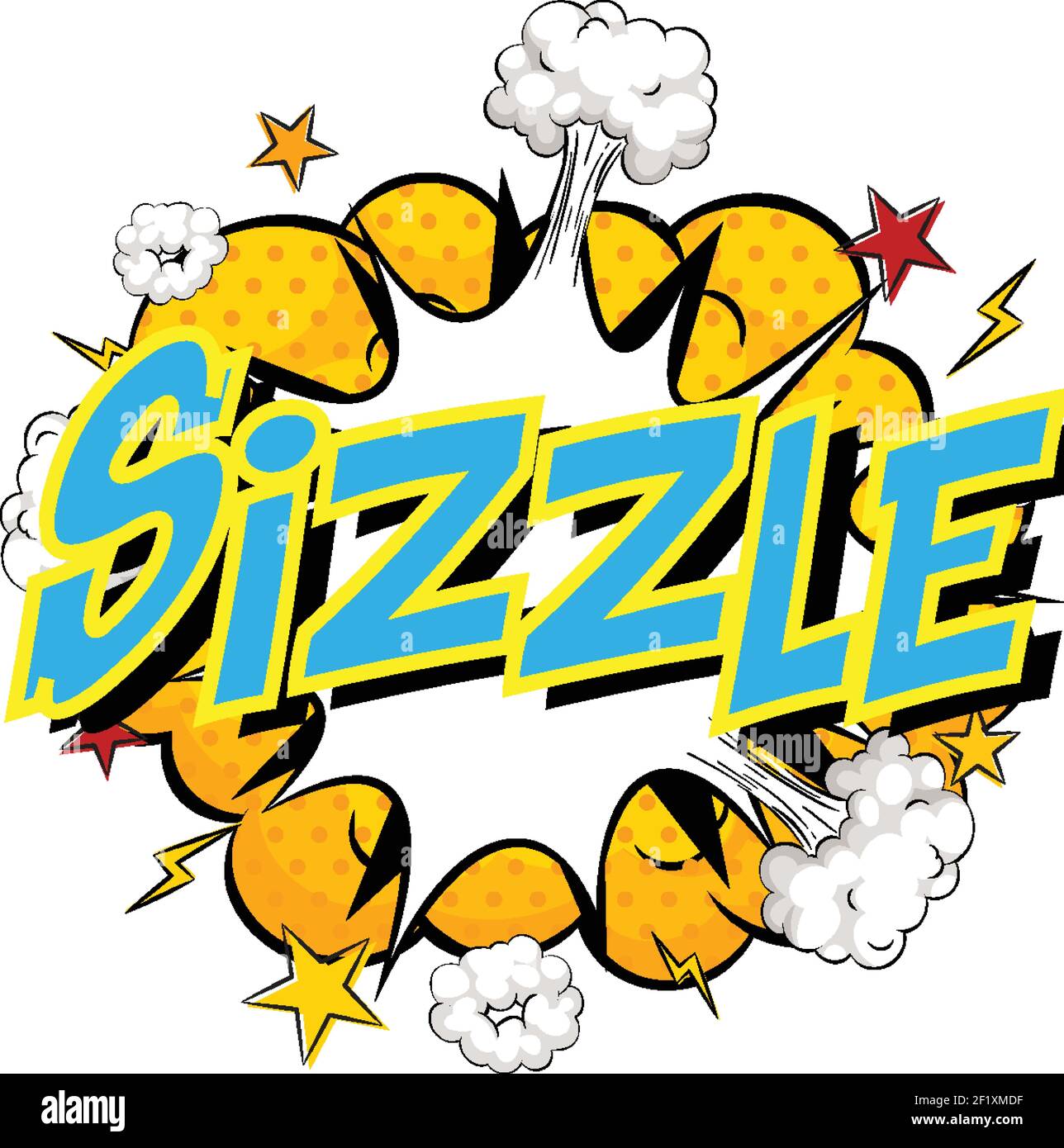 Word Sizzle on comic cloud explosion background illustration Stock ...