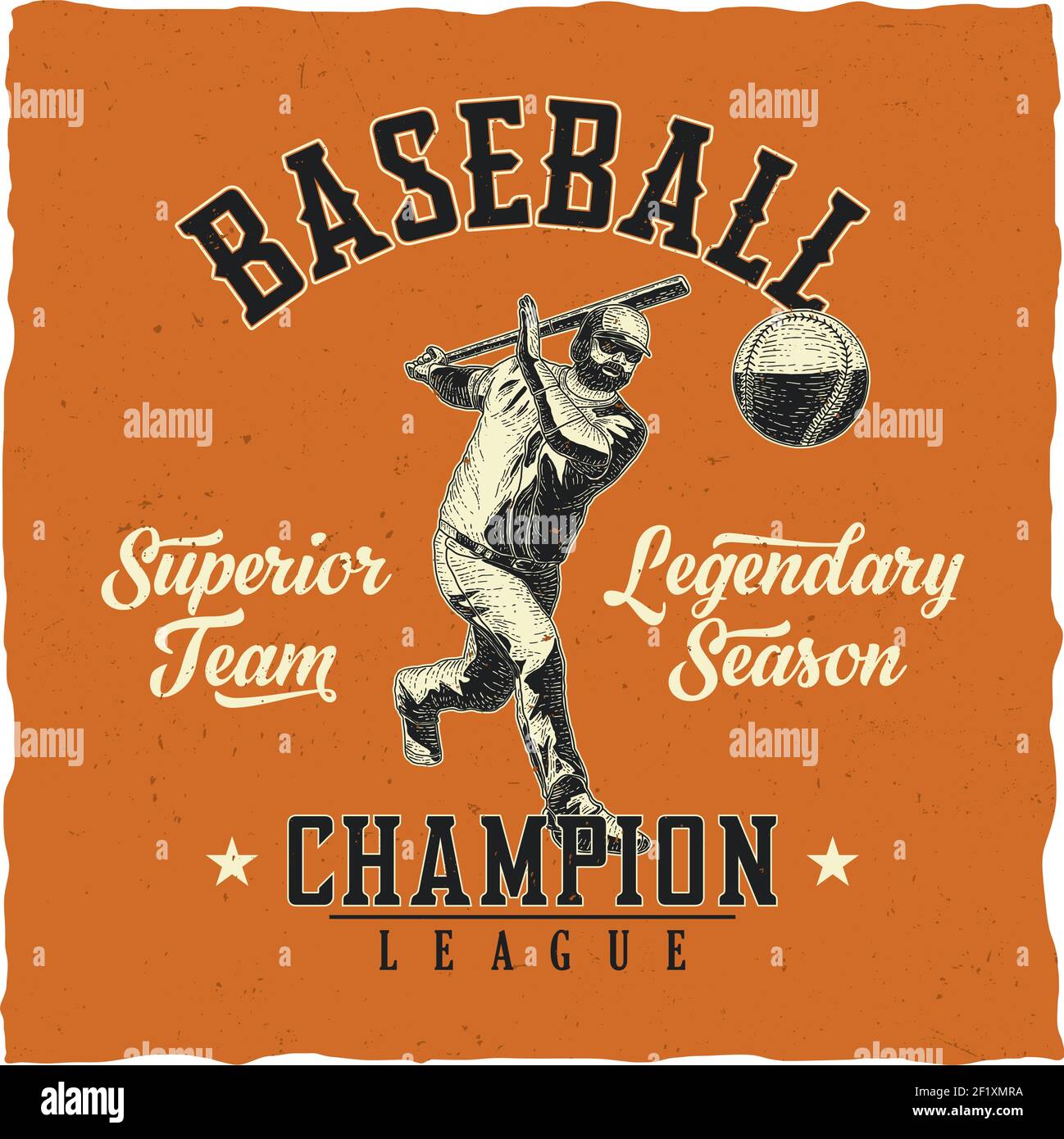 Baseball t-shirt label design with illustration of baseball player ...