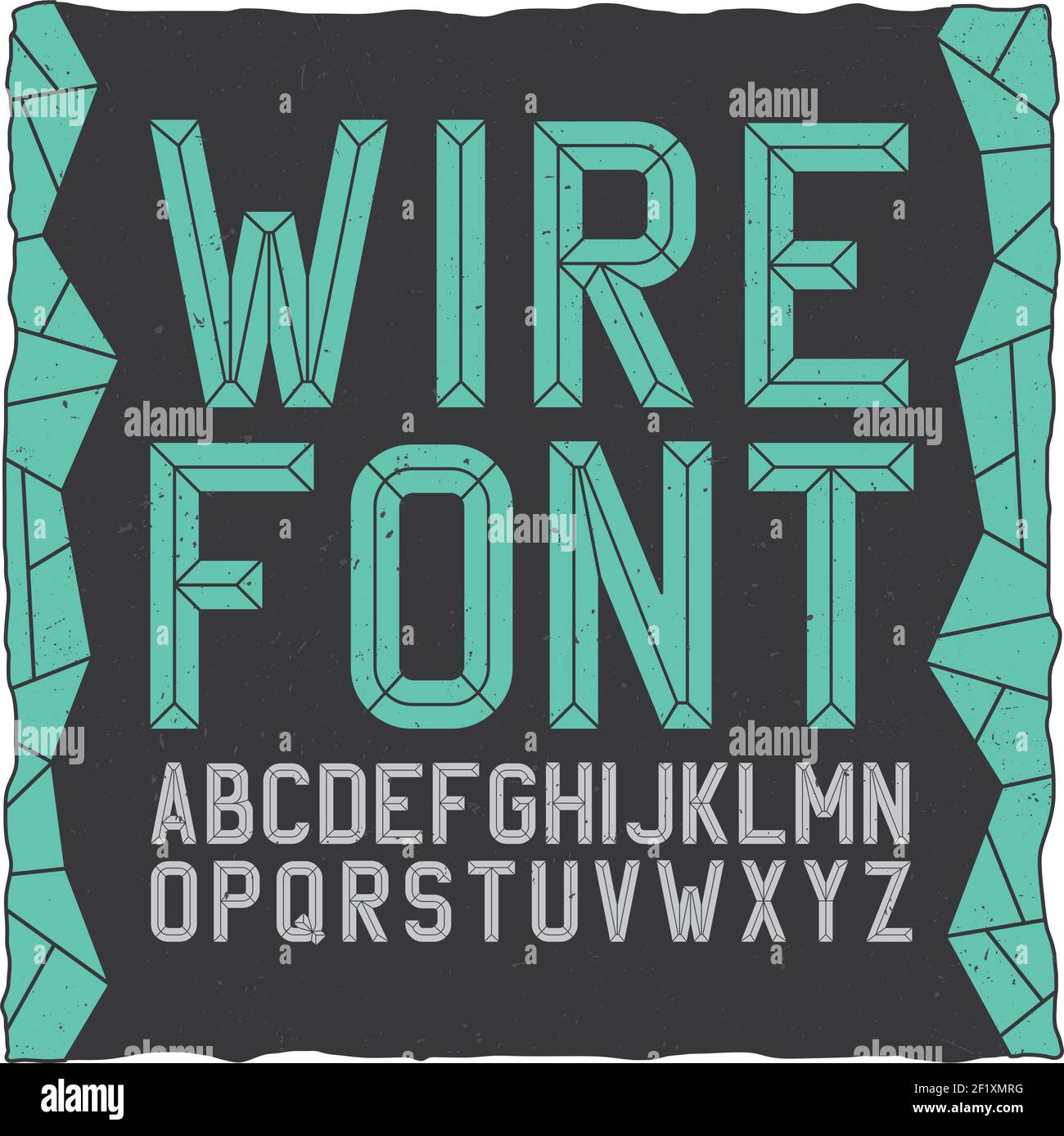Vintage look decorative emerald wire font on black Stock Vector Image ...
