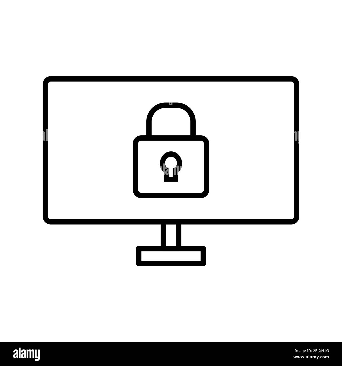 An illustration of a unique protected system line vector icon on a ...