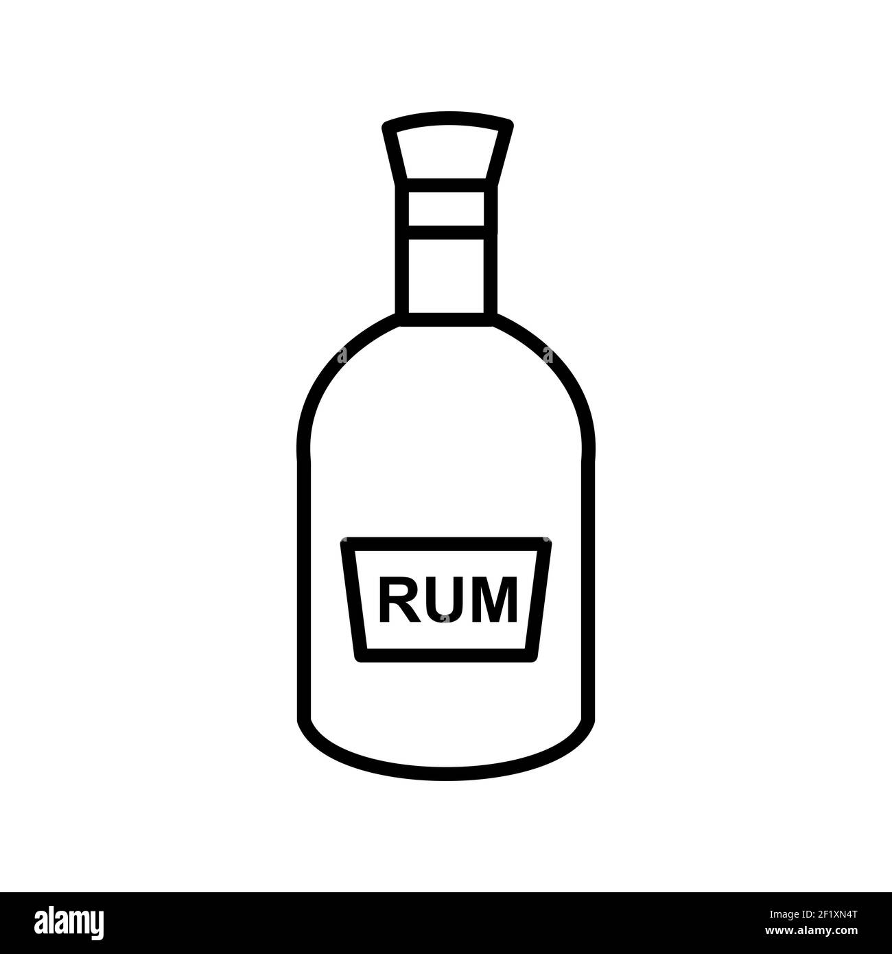 An illustration of a unique bottle of rum line vector icon on a white ...