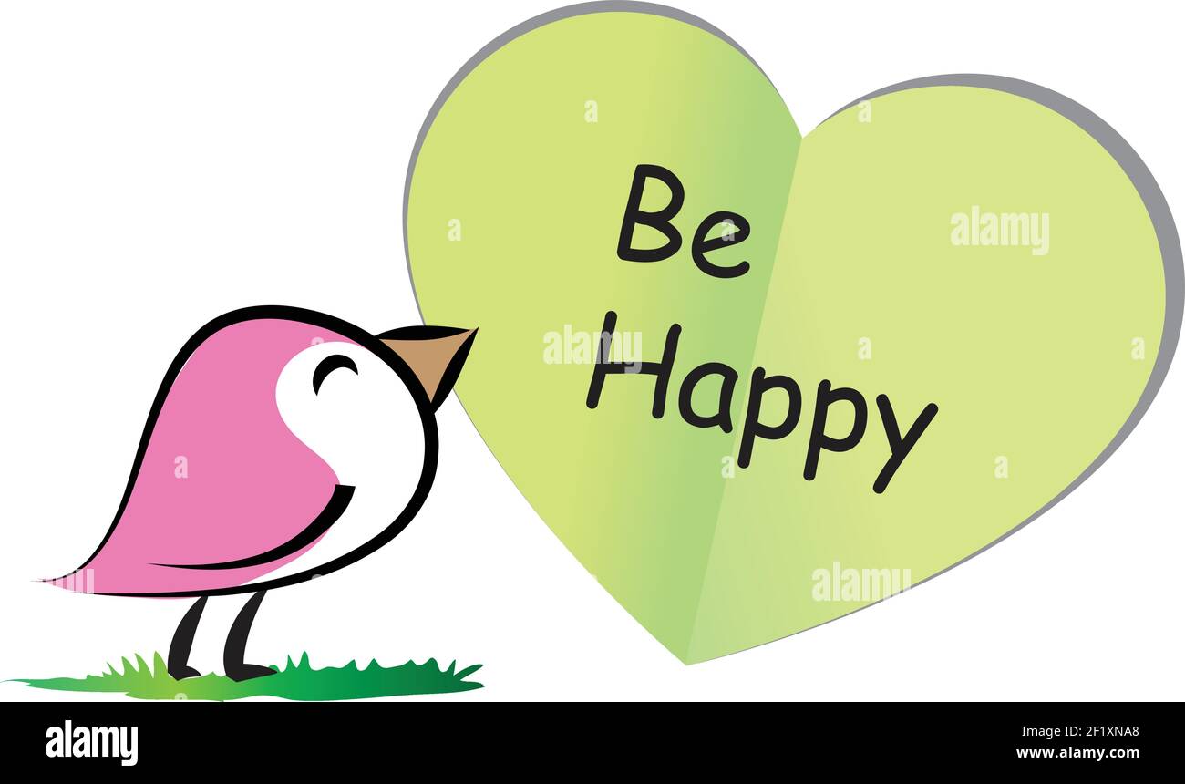 vector cartoon bird hold paper heart shape Stock Vector Image & Art - Alamy
