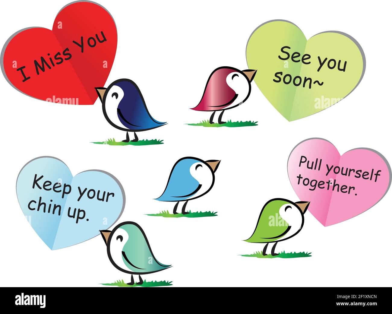 vector cartoon bird hold paper heart shape Stock Vector Image & Art - Alamy
