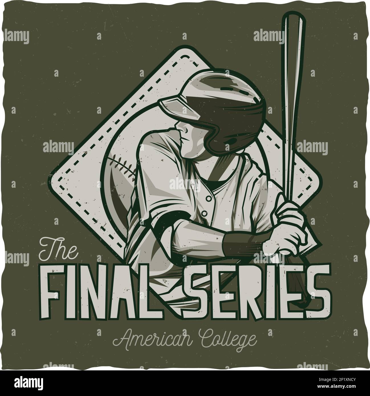 Baseball t-shirt label design with illustration of baseball player ...