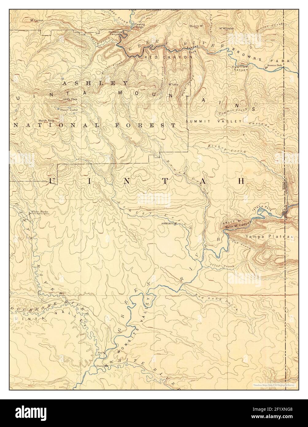 Ashley, Utah, map 1885, 1:250000, United States of America by Timeless ...