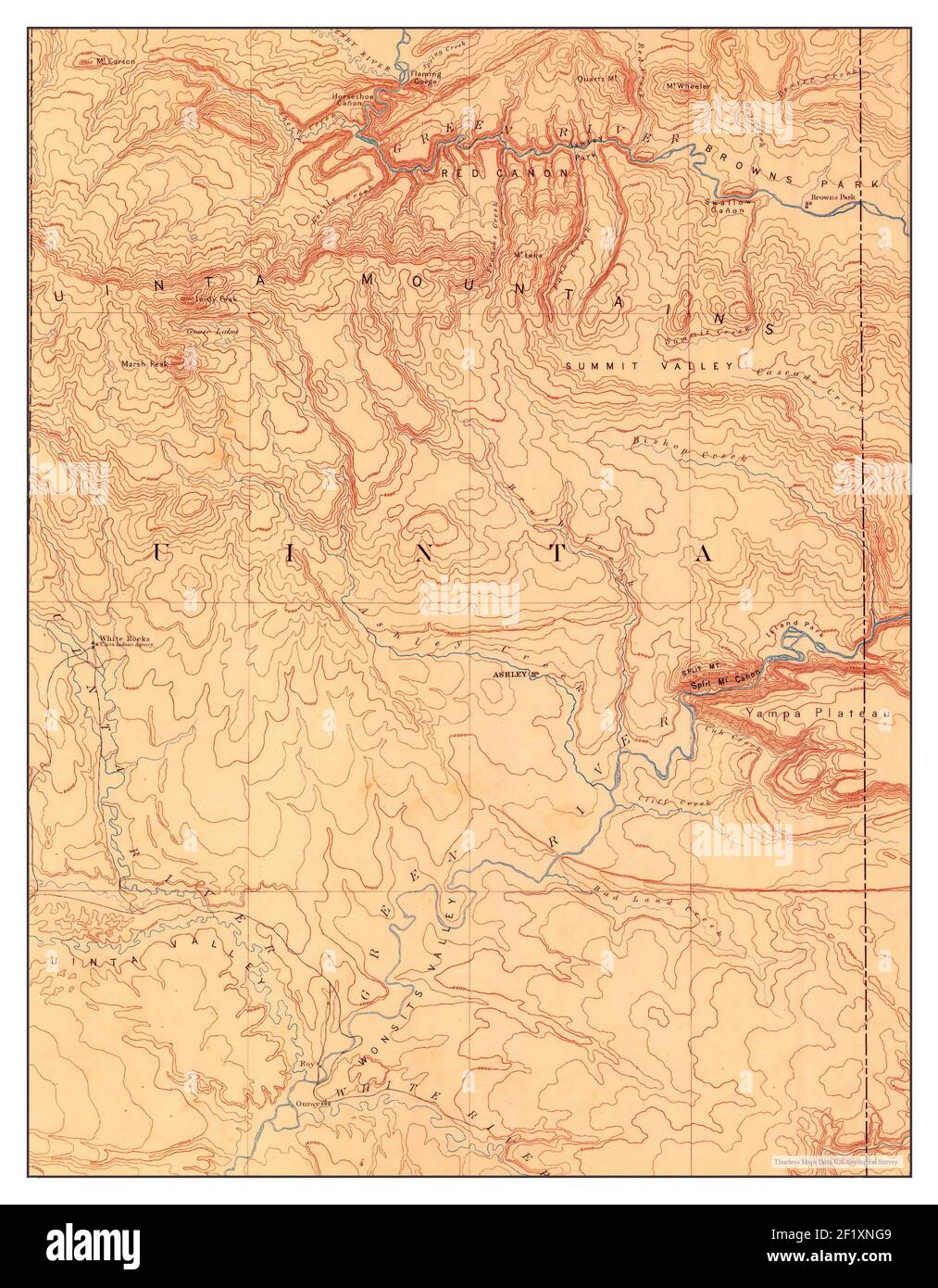 Ashley, Utah, map 1885, 1:250000, United States of America by Timeless ...