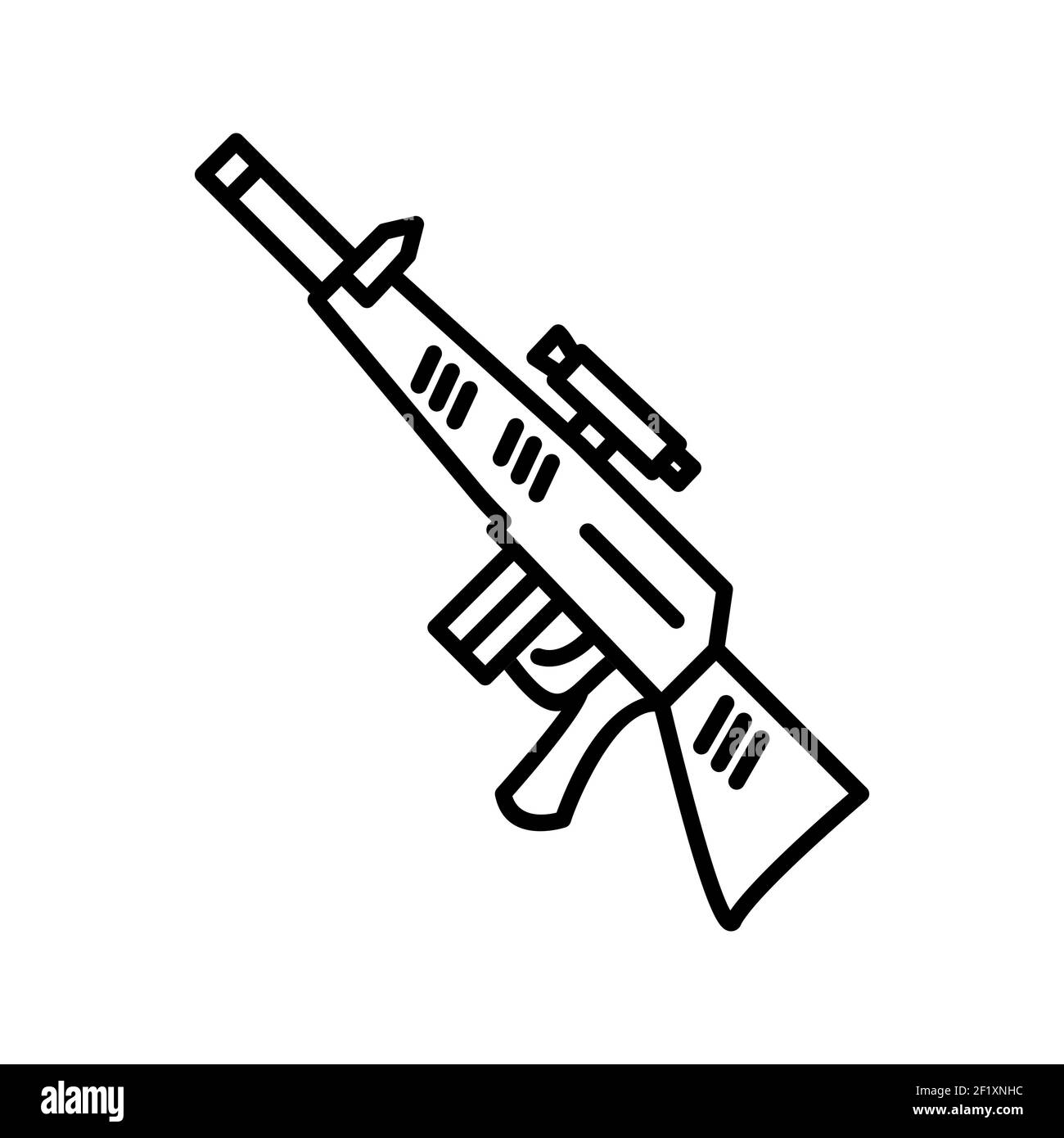 An illustration of a unique sniper line vector icon on a white ...