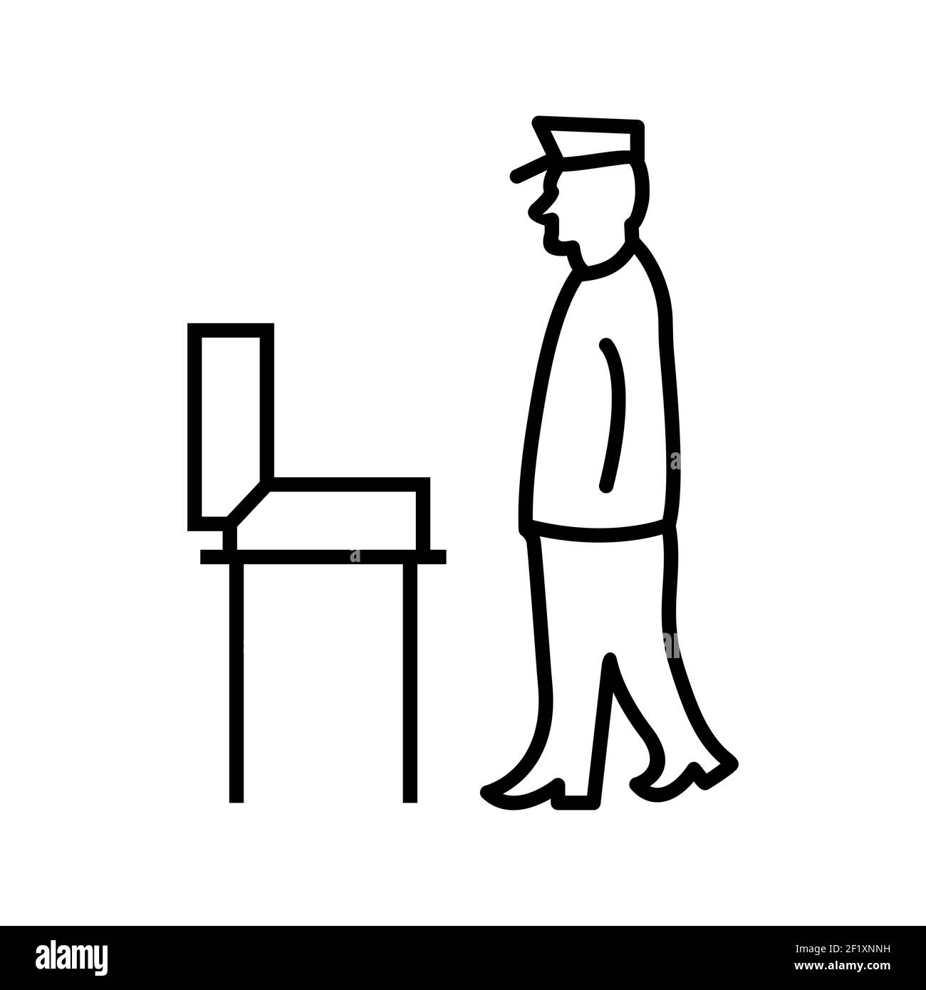 An illustration of a unique guard checking briefcase line vector icon ...
