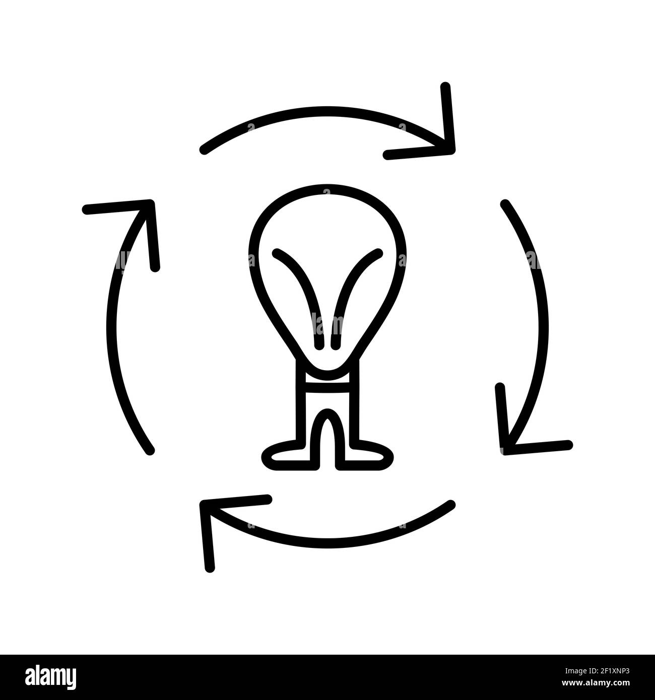 An illustration of a unique creative process line vector icon on a ...