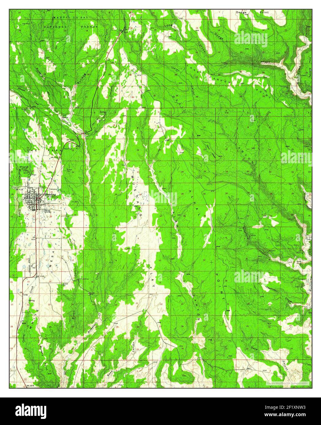 Blanding, Utah, map 1957, 1:62500, United States of America by Timeless ...