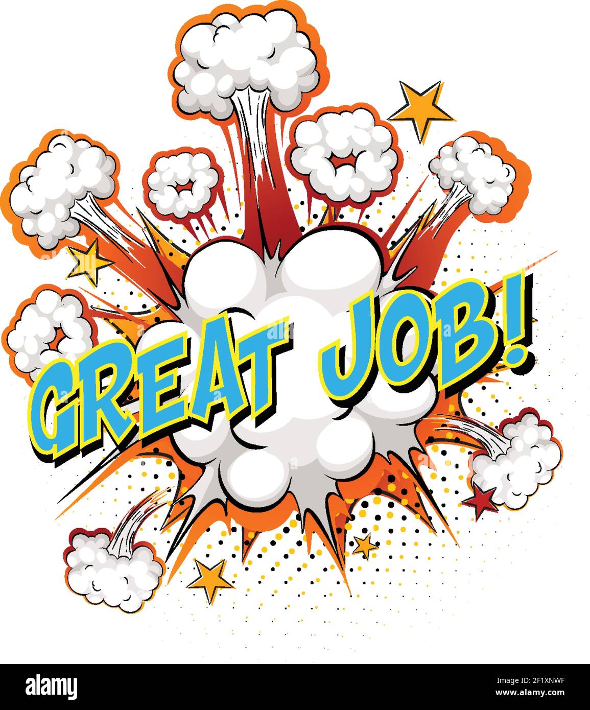 Word Great Job on comic cloud explosion background illustration Stock ...