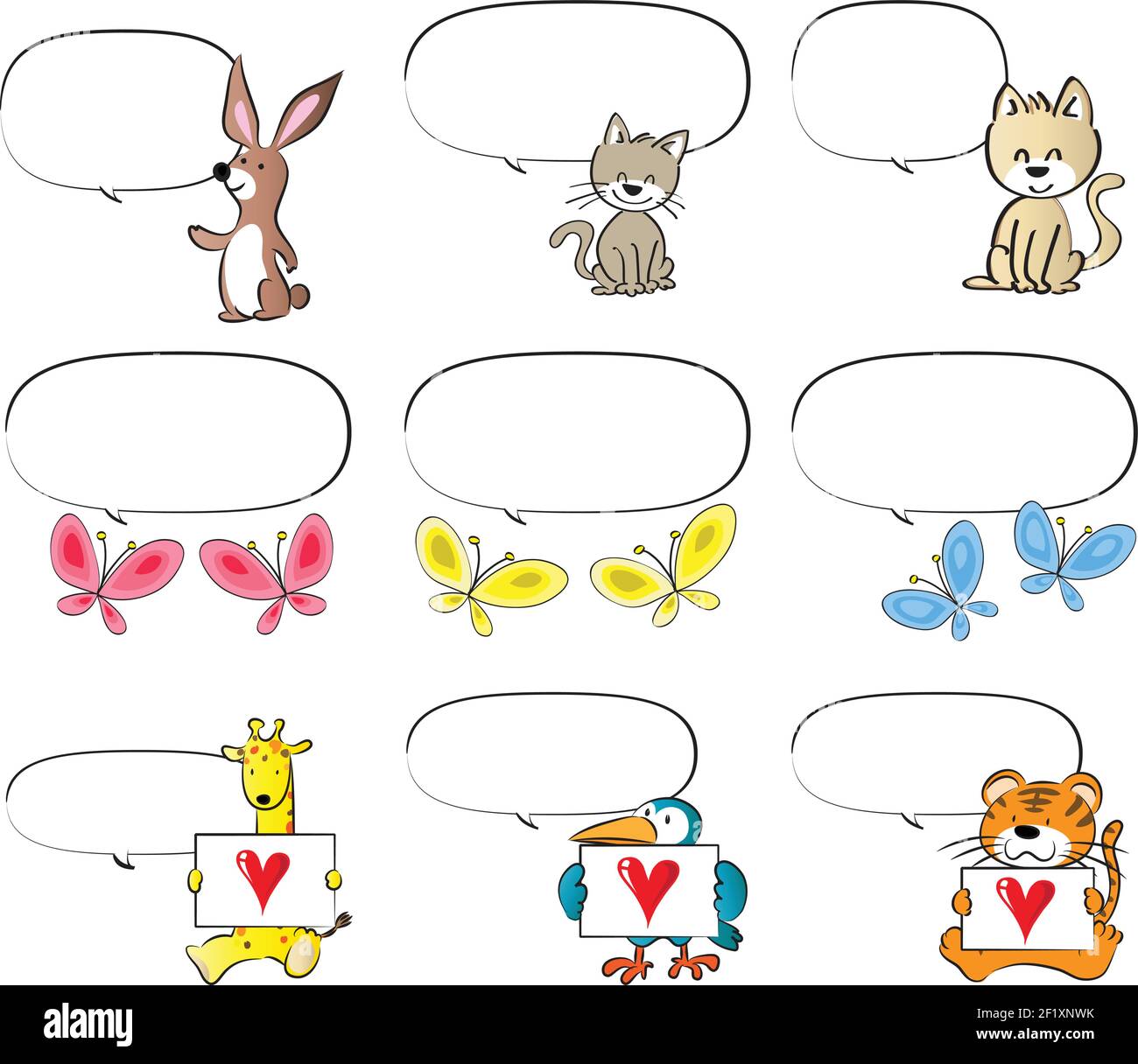 vector cartoon animals with speech bubble background Stock Vector Image ...
