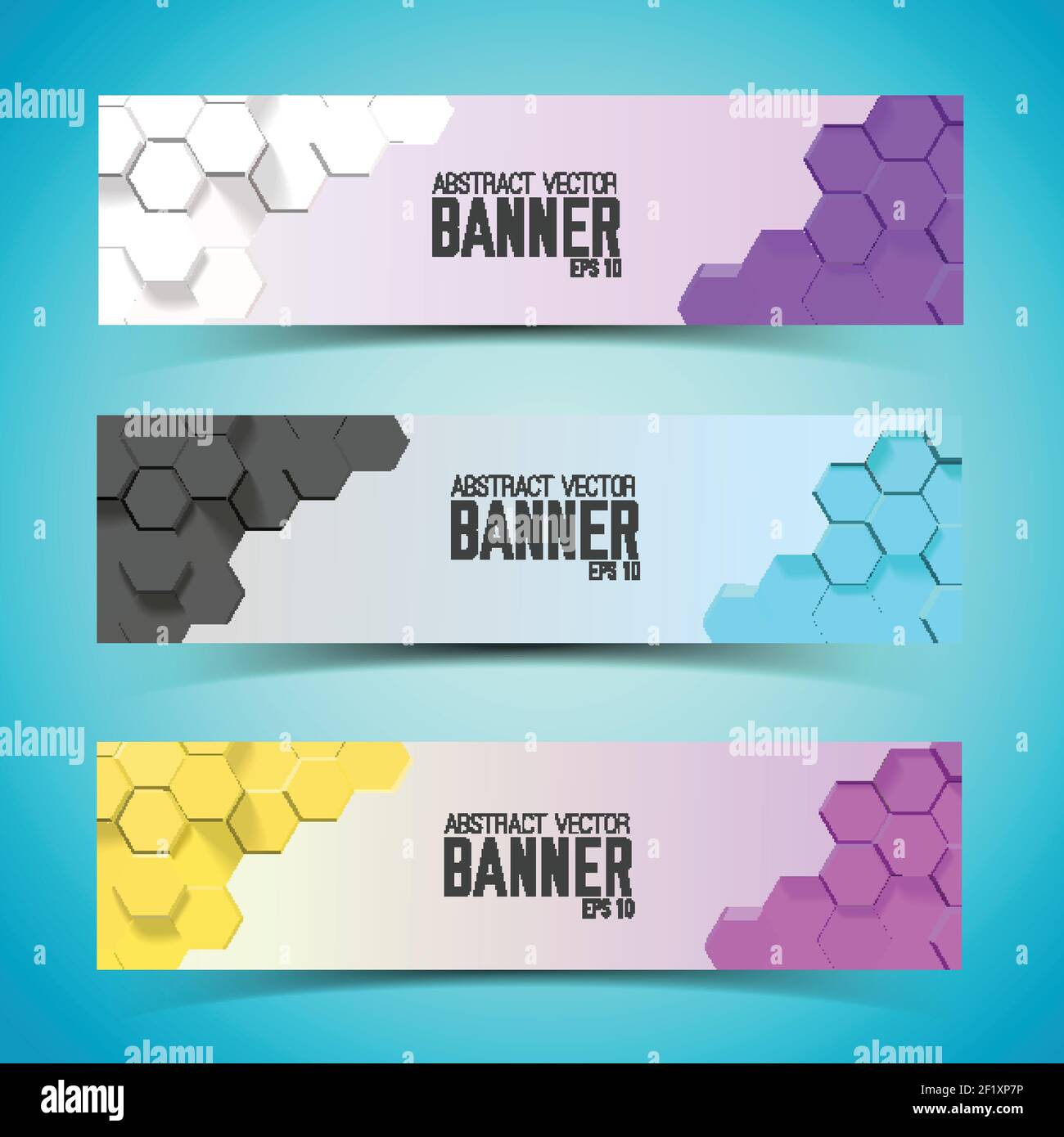 Set of horizontal abstract banners with colorful compositions from 3d ...