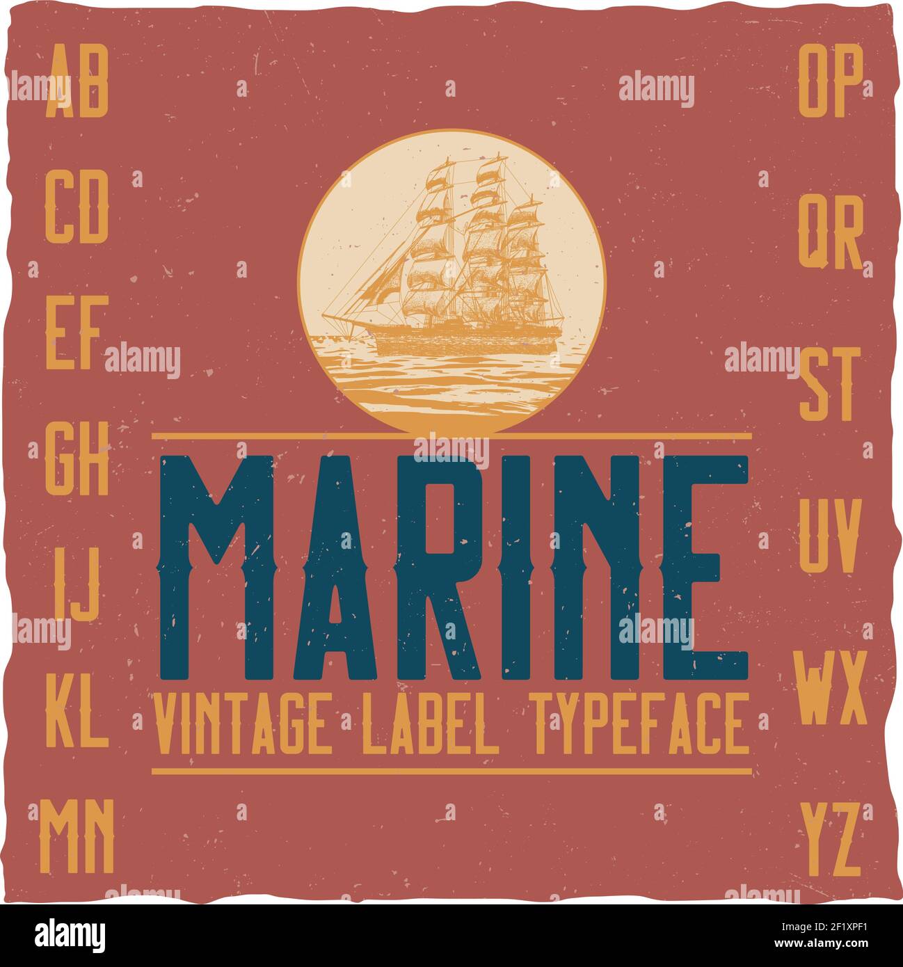 Nautical vintage label typeface and sample label design. Strong font ...