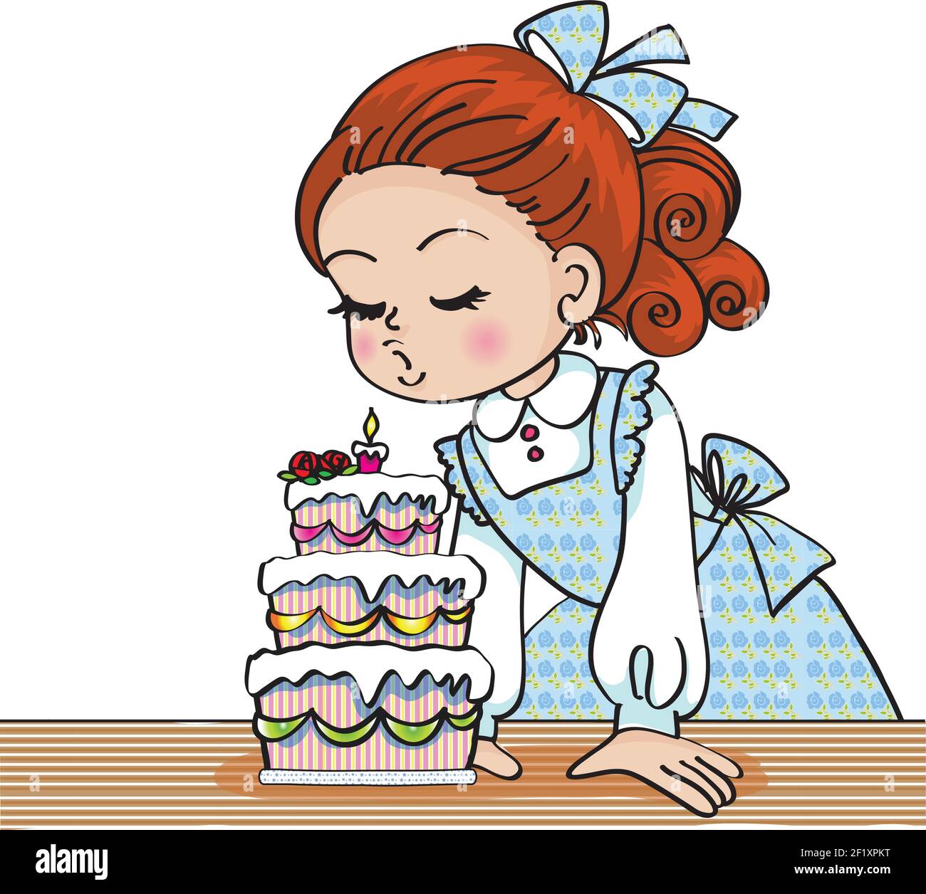 girl blow Birthday cake Stock Vector Image & Art - Alamy