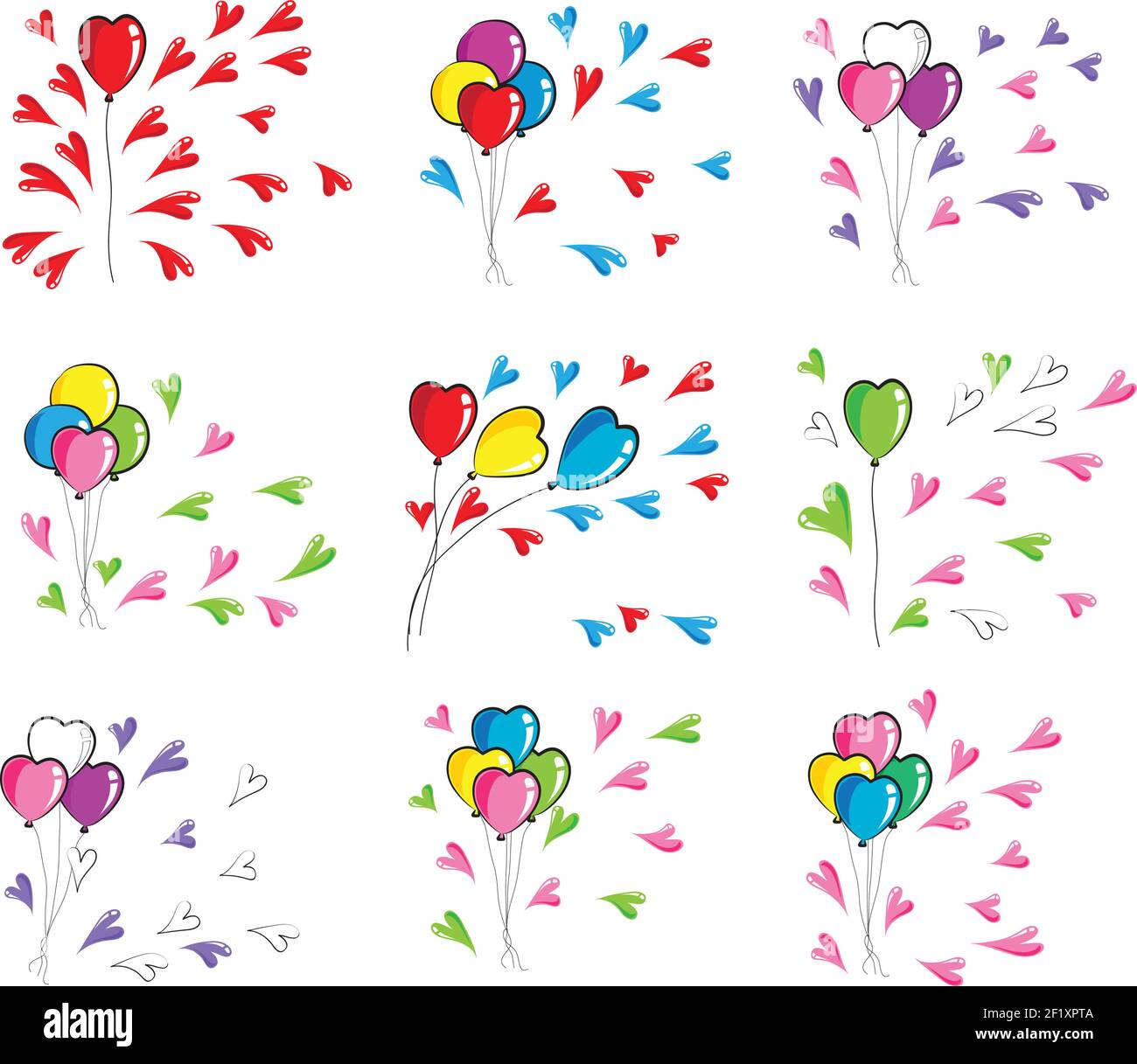 cartoon heart shape balloons set Stock Vector Image & Art - Alamy