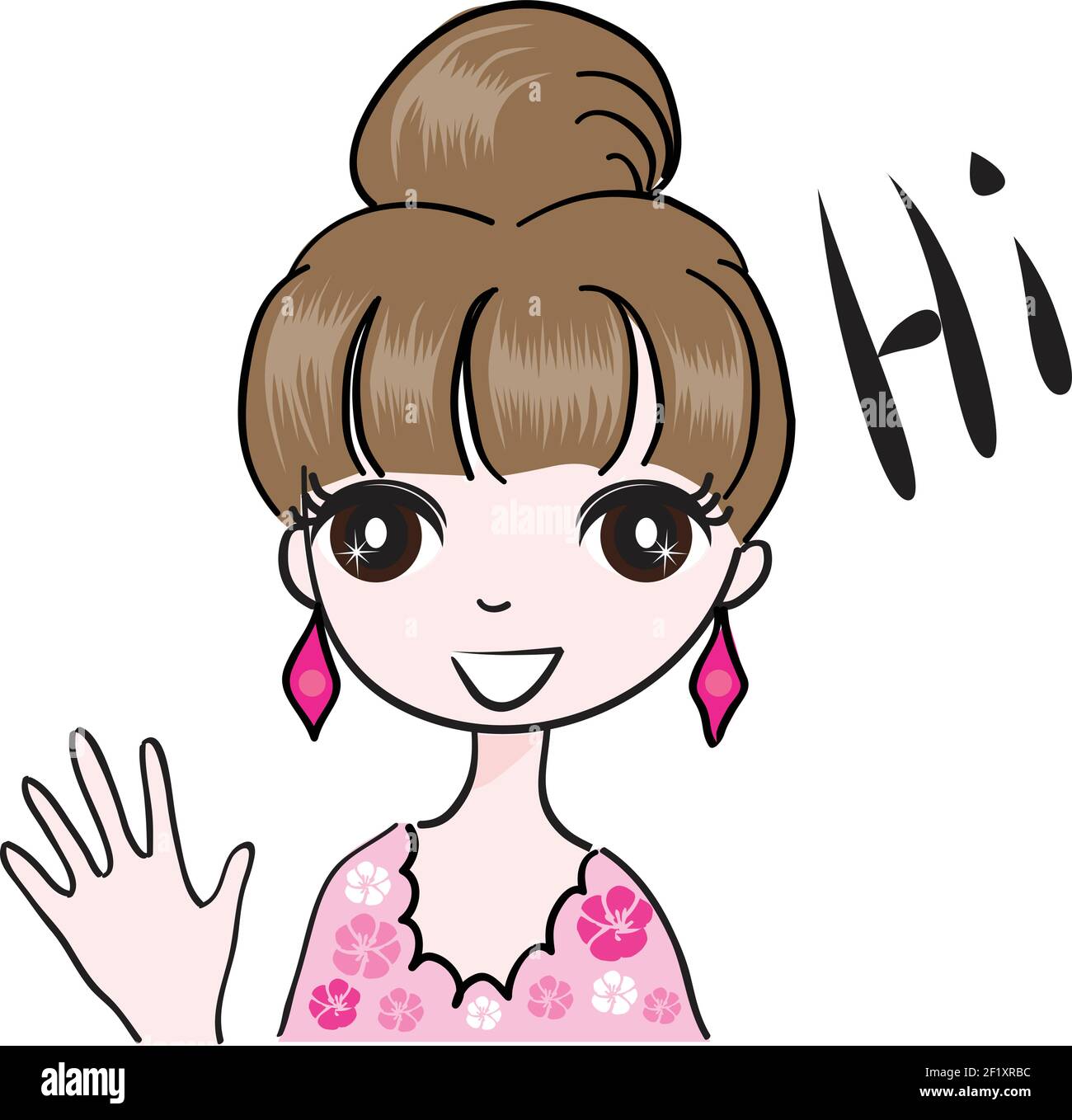 Cartoon beauty girl say hi Stock Vector Image & Art - Alamy
