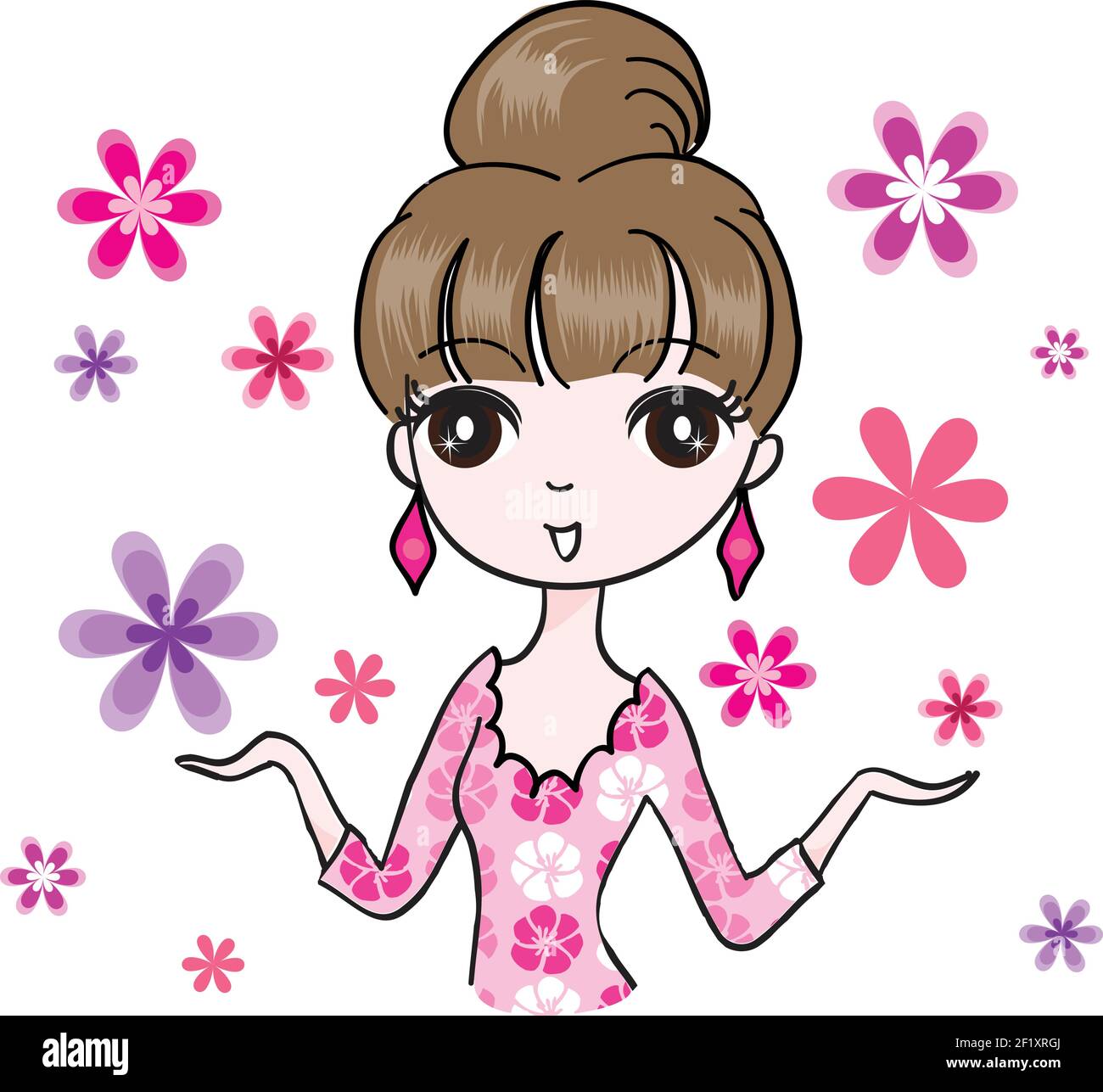 Cartoon girls with flowers get well soon Stock Vector Images - Alamy
