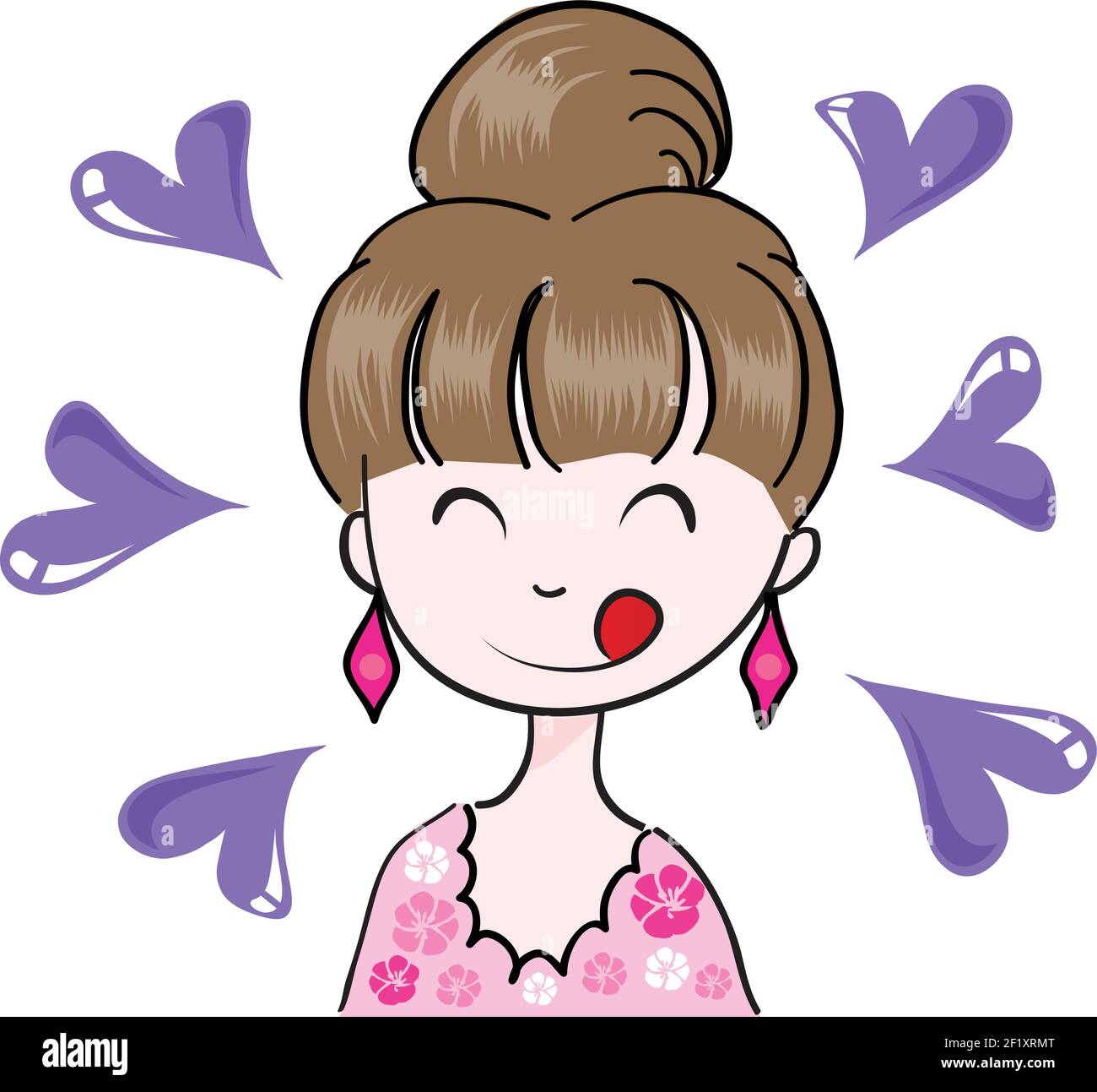 Cartoon beauty girl yummy emoji set Stock Vector Image & Art - Alamy