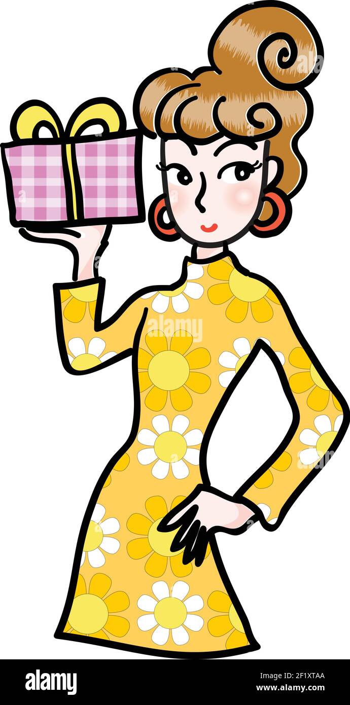 Cartoon beauty girl hold gift Stock Vector Image & Art - Alamy