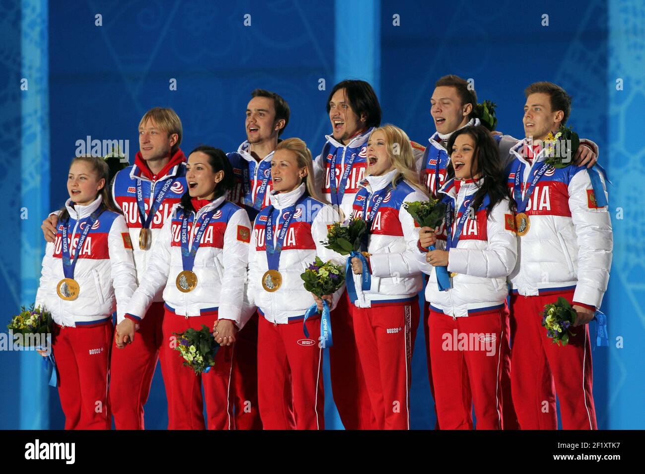 Figure Skating Team event Podium at the place medals during the XXII ...