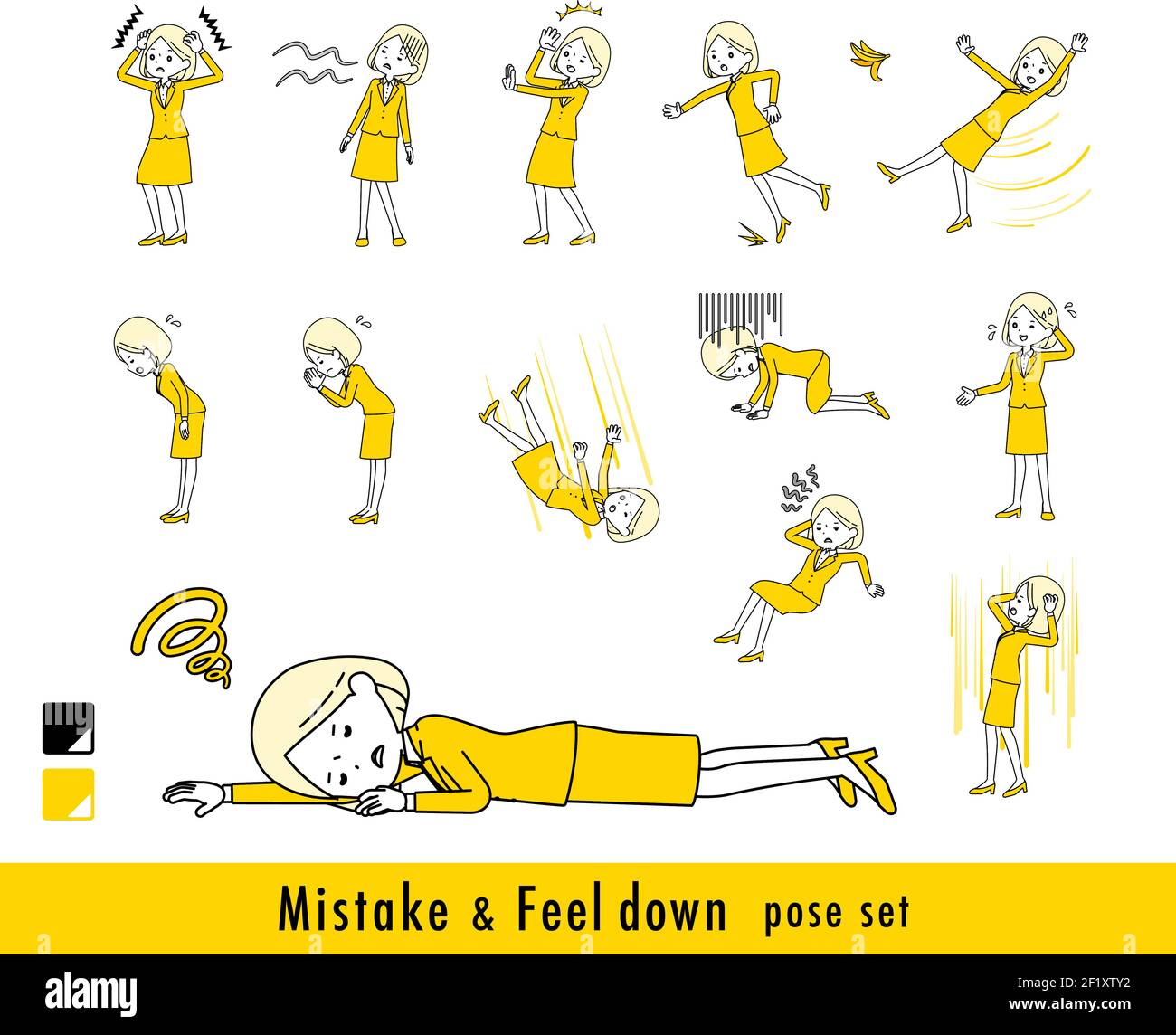 A set of women expressing failure and depression.It's vector art so ...